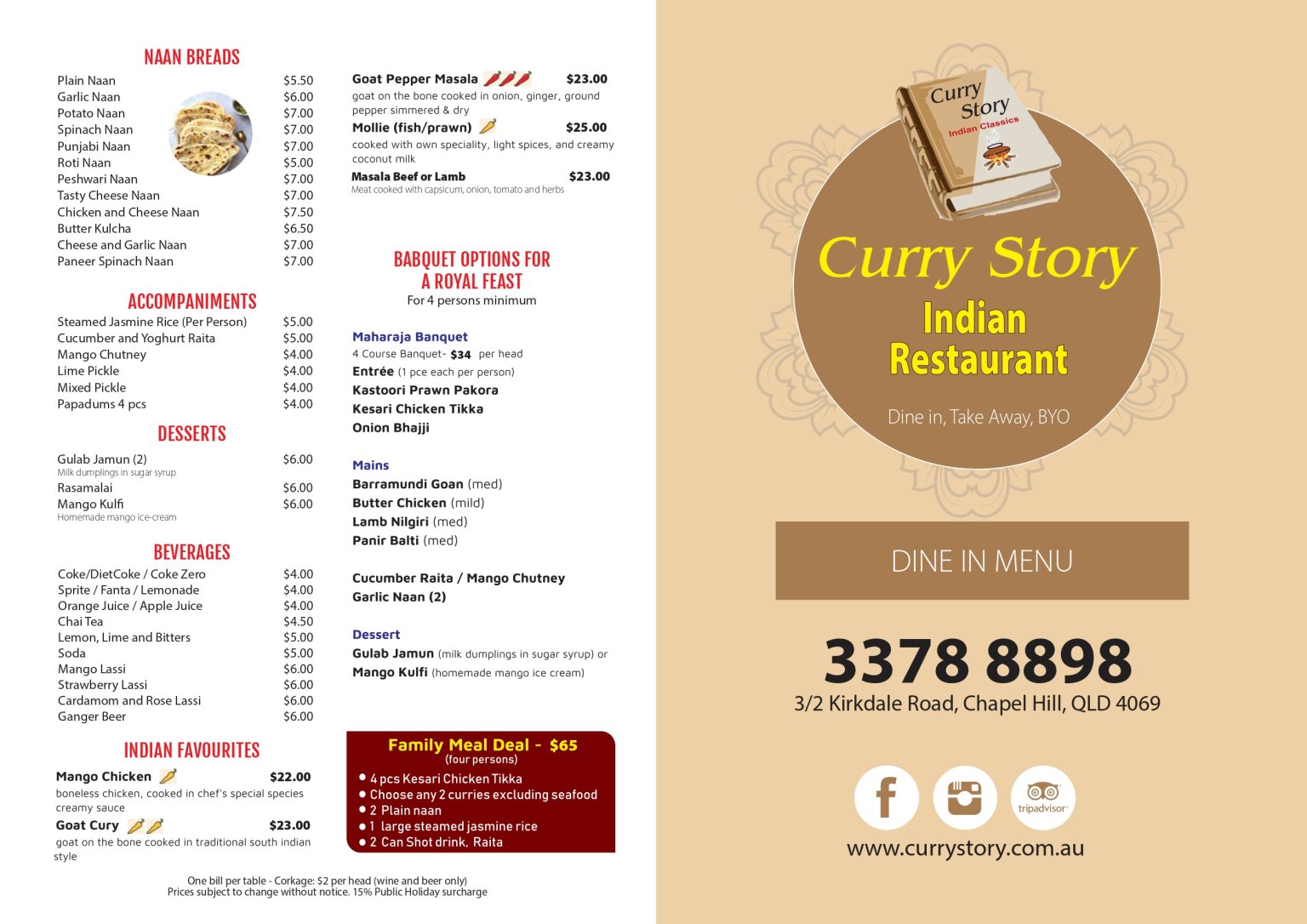 Curry Story Menu - Indian Dine-In Options | Curry Story Australia